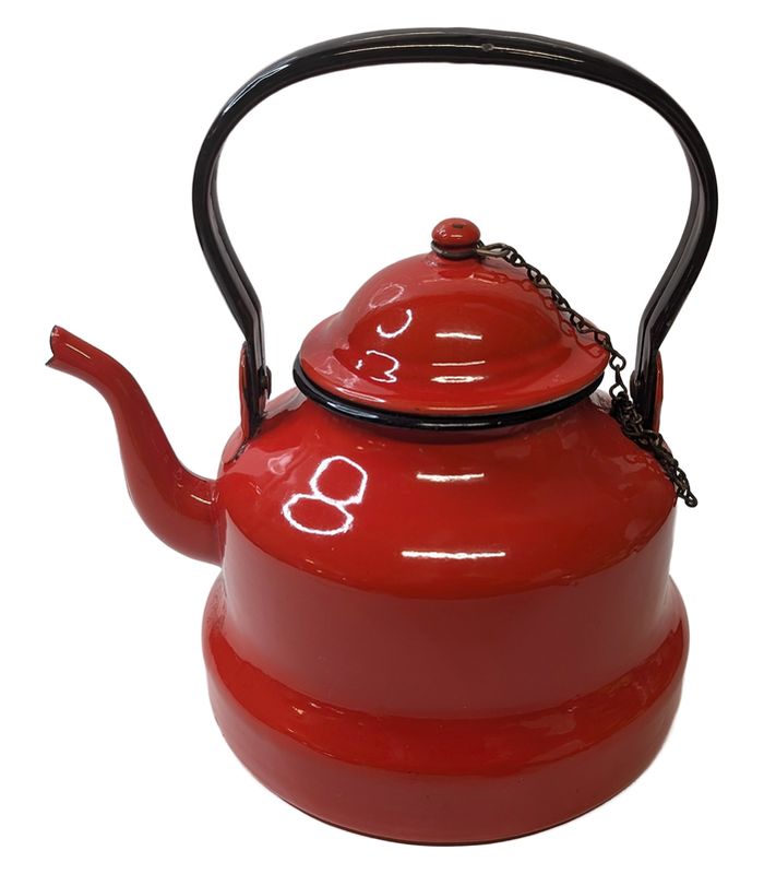 Vintage Red Enamel Kettle with Black Handle - Retro Charm! 🌟 | Alley ...