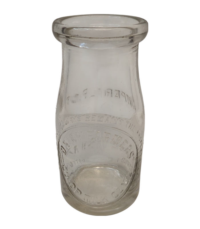 Dairy Farmers 1/4 Pint Glass Milk Bottle - 11.5cm | Alley Cat Trading