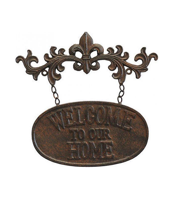 Welcome Home Metal Sign 🏡 Country Chic Decor - 29x1x27h cm | Alley Cat ...