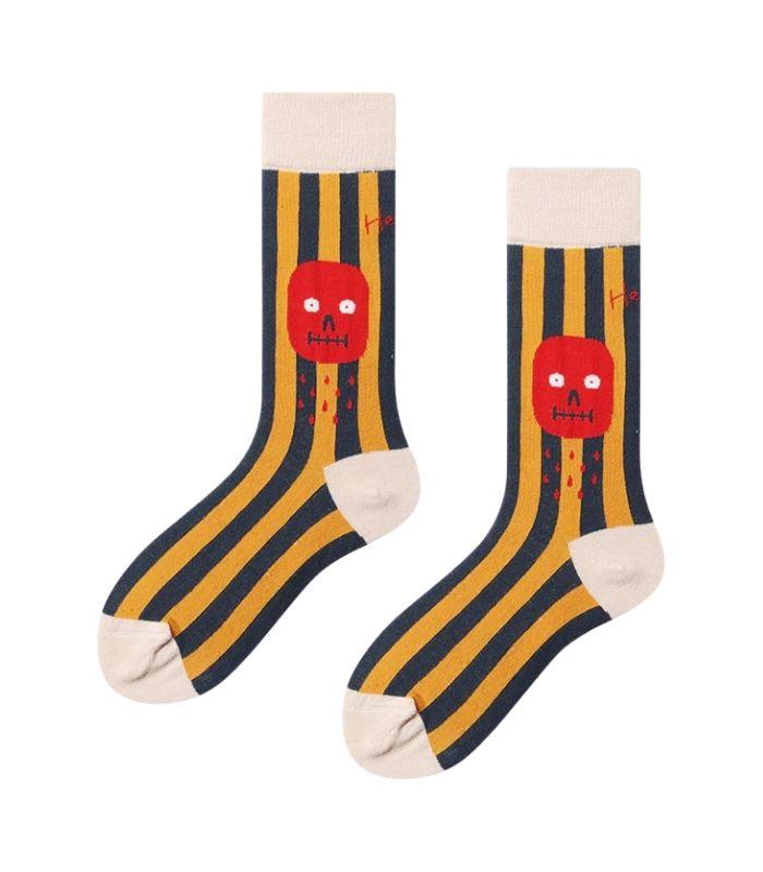 Crying Skull Striped Socks 🧦 | Cotton, Polyester, Spandex | 1 Pair | EU ...